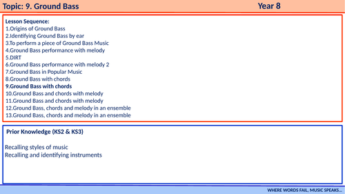 Year 7 Ground Bass Unit of Work | Teaching Resources