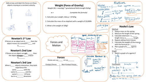KS3 Forces and Motion Mindmap - Revision with blanks, answers and ...