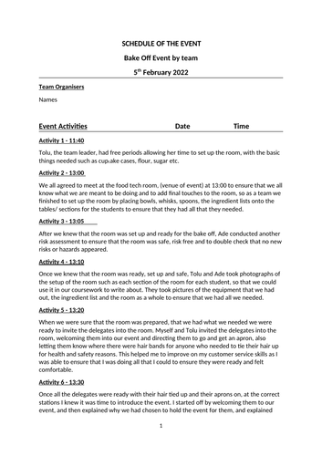 BTEC Business Level 3: Unit 4 - Managing an Event (Distinction ...