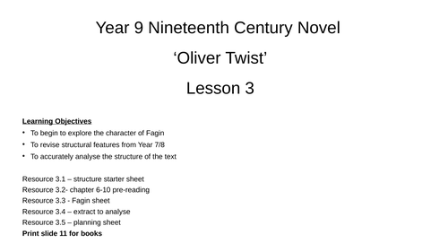 Oliver Twist Scheme of Learning | Teaching Resources