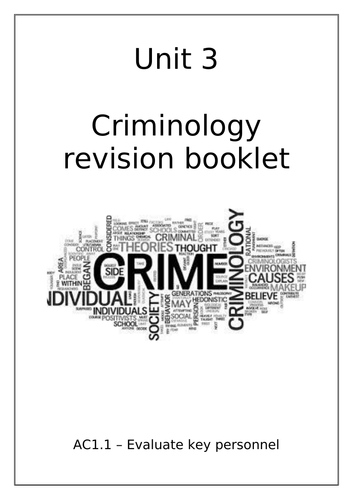 Unit 3 Criminology work booklet | Teaching Resources Unit 3 Criminology work booklet | Teaching Resources