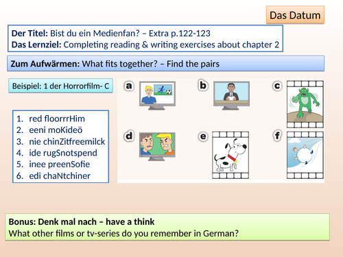 German - Stimmt! 2 Kapitel 2: Bist du ein Medienfan? - Powerpoints ...