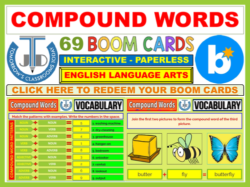 COMPOUND WORDS - 69 BOOM CARDS | Teaching Resources