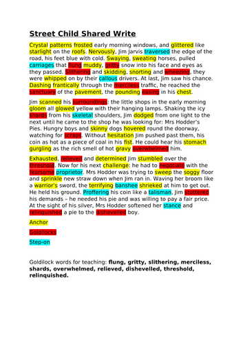 Shared Write Setting description Street Child | Teaching Resources Shared Write Setting description Street Child | Teaching Resources