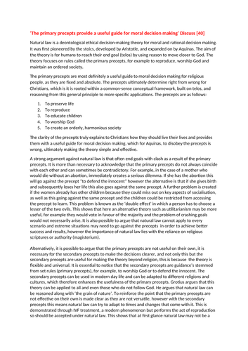 ‘The primary precepts provide a useful guide for moral decision making ... ‘The primary precepts provide a useful guide for moral decision making ...