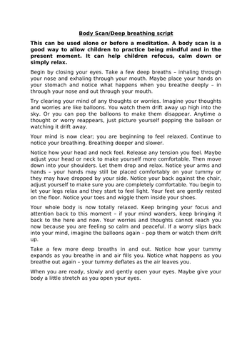 Meditation Scripts for children - Mindfulness, wellbeing and PDMU ...