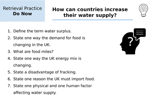 AQA GCSE Geography - Paper 2 Resource Management Lessons (Water ...
