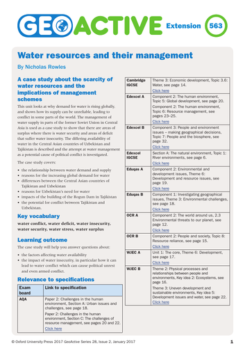 AQA GCSE Geography - Paper 2 Resource Management Lessons (Water ...