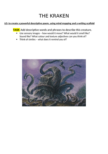 The Kraken - Tennyson - excellent inspection-ready poetry-writing unit ...