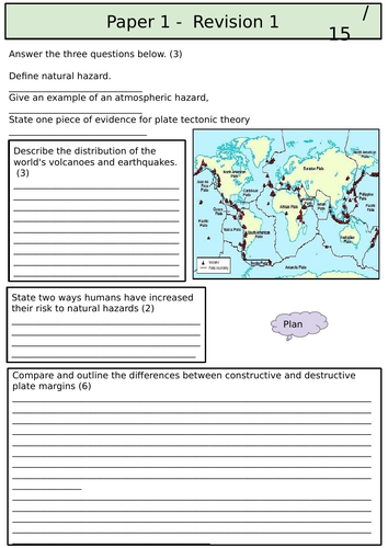 AQA GCSE Geography Exam Question Booklet Paper 1 | Teaching Resources