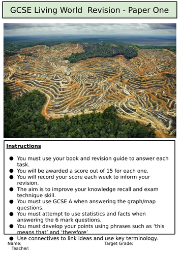 AQA GCSE Geography Exam Question Booklet Paper 1 | Teaching Resources