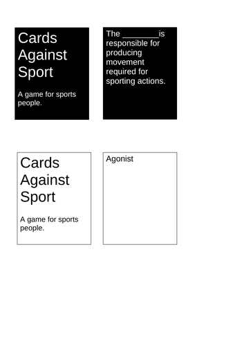 Cards Against Sport! | Teaching Resources