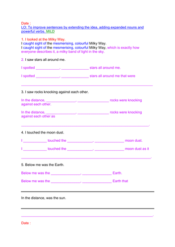 Cosmic planning - a setting description of Space | Teaching Resources
