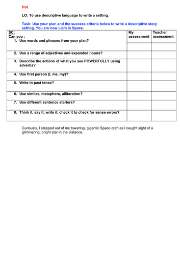 Cosmic planning - a setting description of Space | Teaching Resources