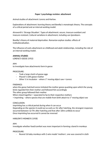 AQA A-LEVEL PSYCHOLOGY paper 1 | Teaching Resources