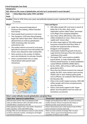 Edexcel A-Level Geography Globalisation Case Studies | Teaching Resources