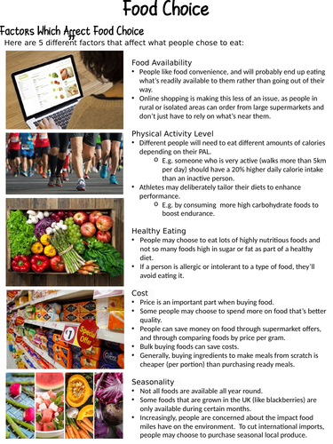 Food Choice | Teaching Resources