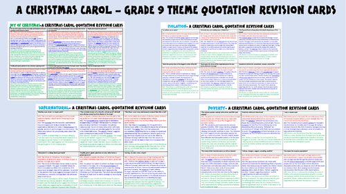 A Christmas Carol Theme Revision Cards 2023 | Teaching Resources