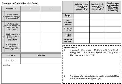AQA GCSE Energy Changes Revision Session Free Sample | Teaching Resources