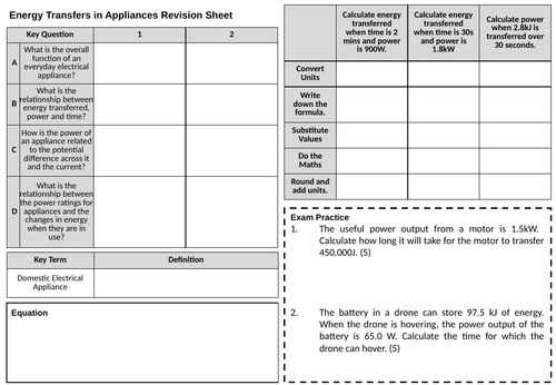 AQA GCSE Energy Transfers in Appliances Revision Session | Teaching ...