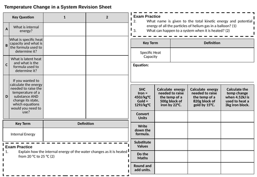 AQA GCSE Temperature Changes in a System Revision Session | Teaching ...