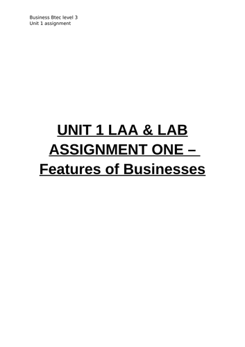 Btec Business Level 3 Unit 1 Exploring Business Distinction