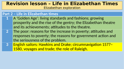 AQA GCSE History Elizabethan England c1568-1603 - Revision Power Points ...