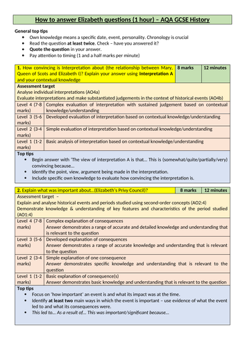AQA GCSE History - Elizabethan England 1568-1603 - Guide to the exam ...