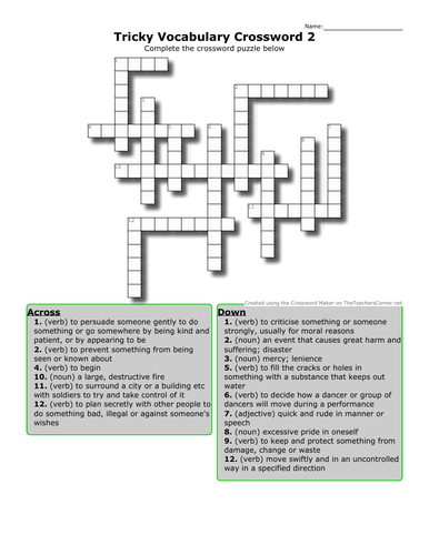 Activities for Challenging Vocabulary (Set 2) - 11+, Upper KS2 and KS3 ...