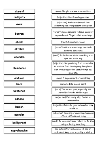 Activities for Challenging Vocabulary (Set 2) - 11+, Upper KS2 and KS3 ...