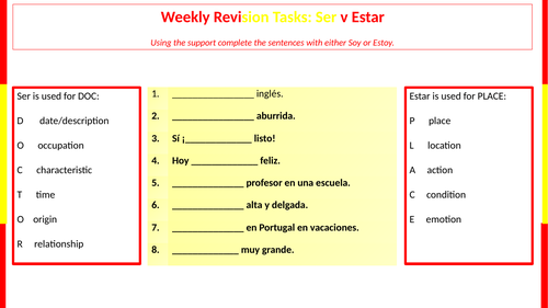 Spanish SER and ESTAR | Teaching Resources