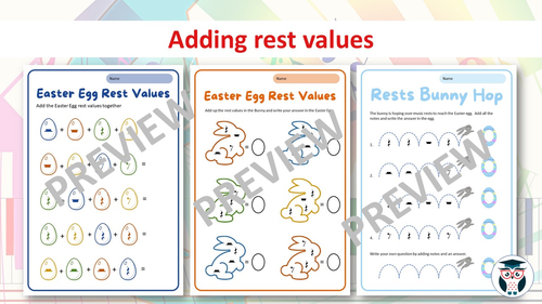 Music Notes and Rests Tables & 11 Easter Themed Worksheets | Teaching ...