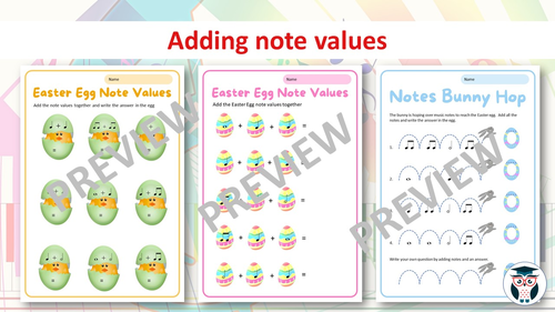 Music Notes and Rests Tables & 11 Easter Themed Worksheets | Teaching ...