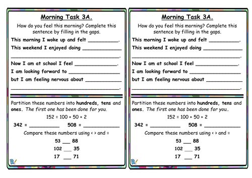 Morning Tasks Year 3 - Autumn Term | Teaching Resources