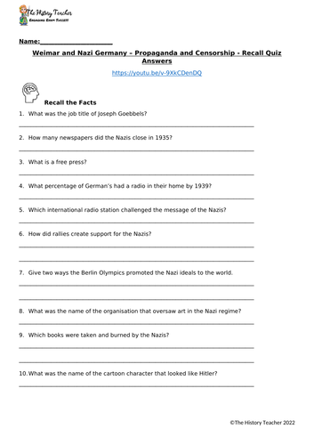 Propaganda and Censorship - Editable worksheet | Teaching Resources