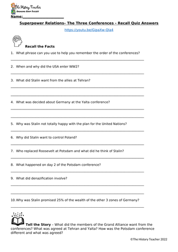 The Three Conferences - Editable Worksheets | Teaching Resources