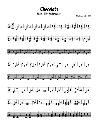Chocolate by Tchaikovsky - Boomwhacker Video and Sheet Music | Teaching ...
