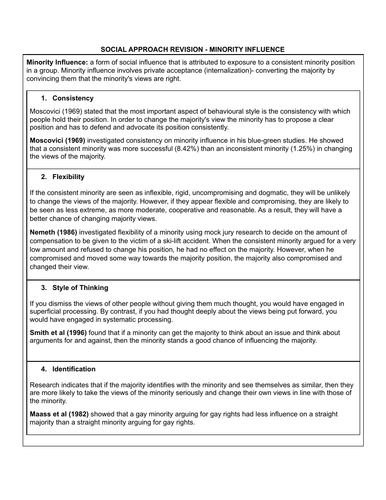Edexcel IAL Psychology Unit 1:Social Approach Revision | Teaching Resources