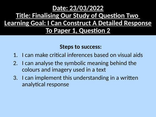 Language Paper One Question 2: Lord of The Rings | Teaching Resources