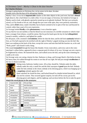 A Christmas Carol revision and reading activities | Teaching Resources