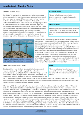 Ethics: Introduction to Situation Ethics | Teaching Resources