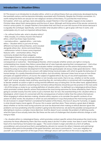 Ethics: Introduction to Situation Ethics | Teaching Resources