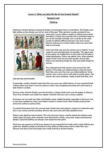 History- Daily life of the Ancient Greeks | Teaching Resources