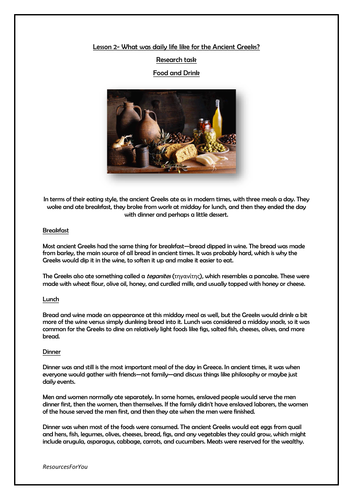 History- Daily life of the Ancient Greeks | Teaching Resources