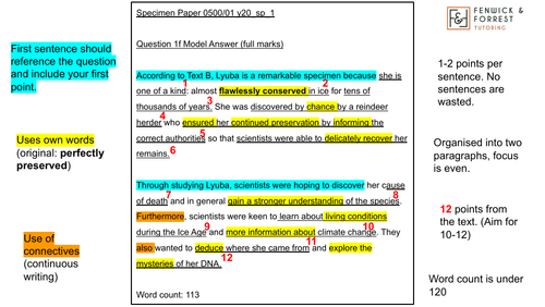 Model Answers for CIE 0500 Specimen Paper (Mammoths) 1f, 2d, 3 ...