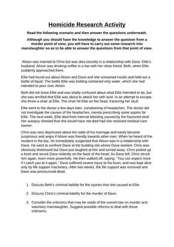 Criminal Law: Murder | Teaching Resources