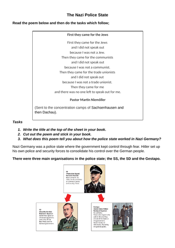 Edexcel 9-1 GCSE - Weimar & Nazi Germany -Creation of a Nazi police ...