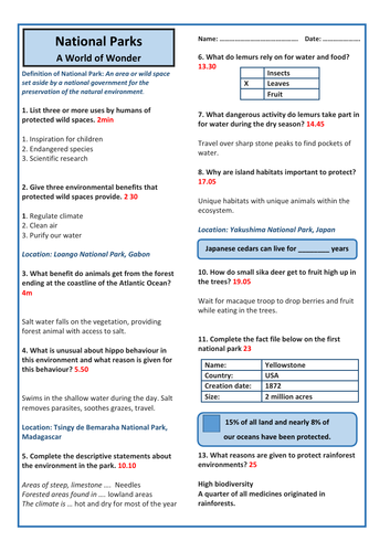 National Parks Documentary - World of Wonder | Teaching Resources