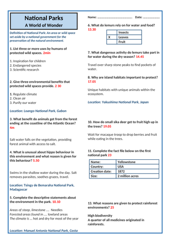 National Parks Documentary - World of Wonder | Teaching Resources