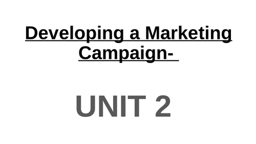 BTEC Business Unit 2 Developing a Marketing Campaign -How to Structure ...